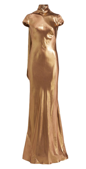 Galvan London - Women's Solar Gaze Metallic Tie-Neck Gown