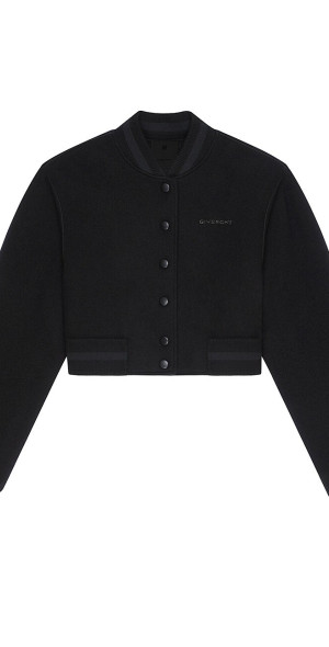 Givenchy - Women's Cropped Varsity Jacket in Wool with Rhinestones