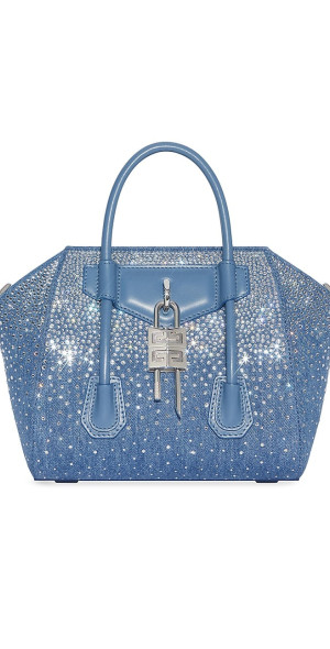 Givenchy - Women's Mini Antigona Lock Bag in Denim with Strass