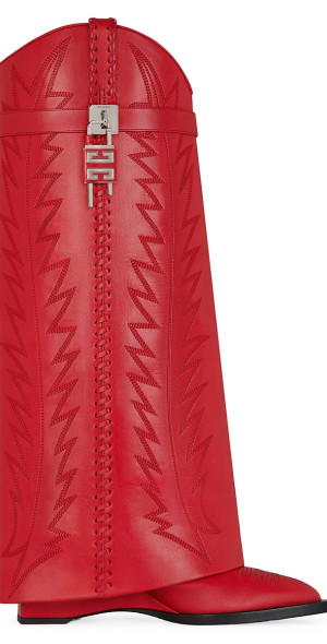 Givenchy - Women's Shark Lock Cowboy Boots In Leather With Western Pattern