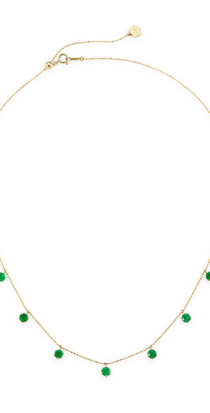 Graziela Gems - Women's Floating Diamond 18K Yellow Gold & Emerald Necklace