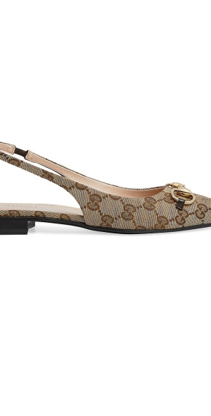Gucci - Women's Erin GG Canvas Slingback Flats