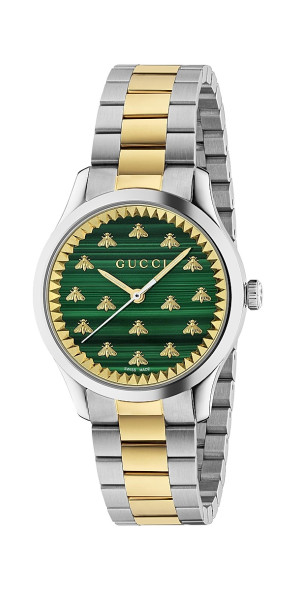 Gucci - Women's G-Timeless 18K Yellow Gold, Stainless Steel & Malachite ...