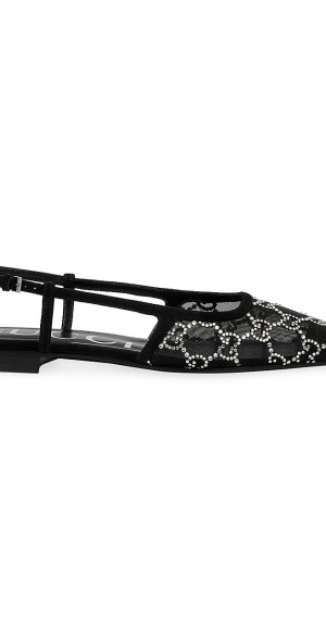 Gucci - Women's GG Monogram Mesh & Suede Ballerina Flats