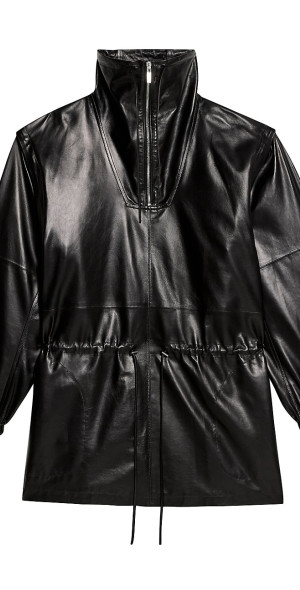 Helmut Lang - Women's Leather Drawstring Half-Zip Jacket