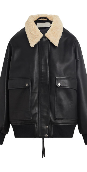 Hudson Jeans - Women's Oversized Leather Bomber Jacket
