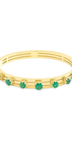 Jenna Blake - Women's 18K Yellow Gold & Emerald Bangle