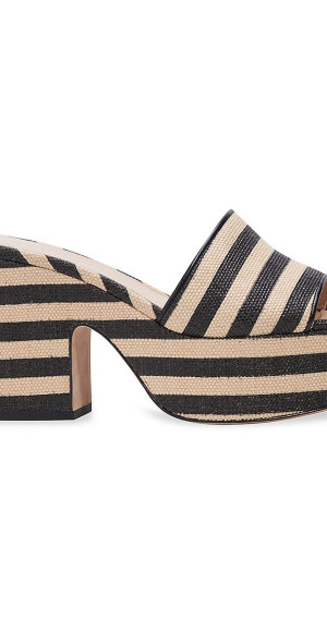 kate spade new york - Women's Ibiza Striped Raffia Platform Mules