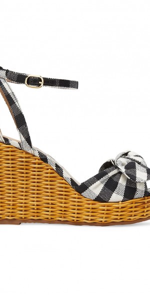 kate spade new york - Women's Tianna 100MM Gingham Wicker Wedge Sandals