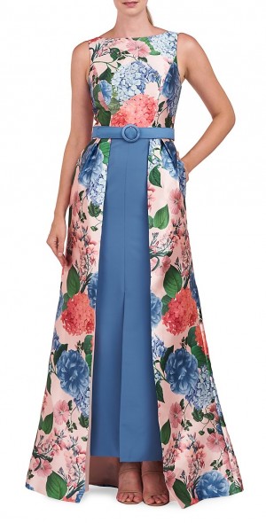 Kay Unger - Women's Gail Hydrangea Print Walk-Thru Gown
