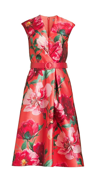 Kay Unger - Women's Rosemund Floral Mikado Midi-Dress