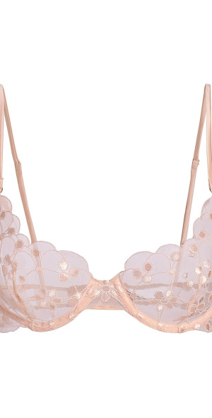 Kiki de Montparnasse - Women's Rosette Embroidered Sheer Demi Bra