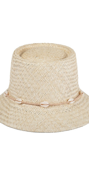 Lack of Color - Women's Seashell-Embellished Straw Bucket Hat