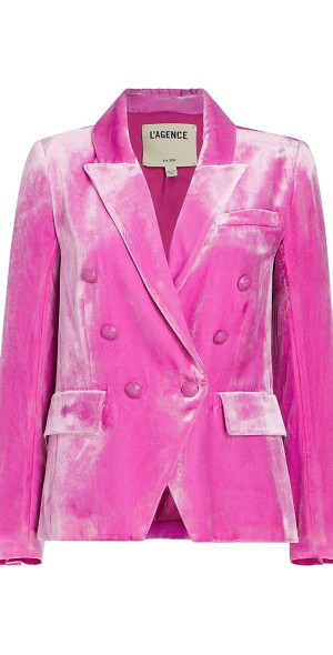 L'AGENCE - Women's Kenzie Velvet Double Breasted Blazer