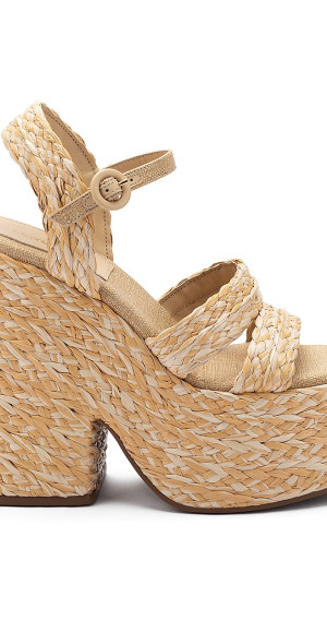Larroudé - Women's Carmen 145MM Raffia Platform Sandals