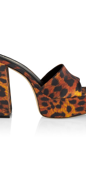 Larroudé - Women's Dolly Leopard-Print Satin Platform Mules