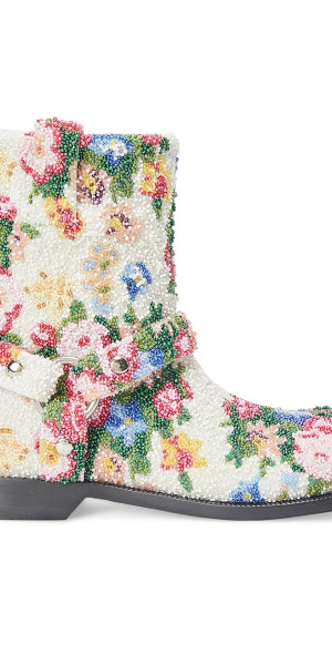 LOEWE - Women's Campo Beaded Leather Biker Boots