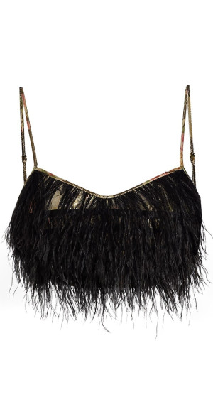 LoveShackFancy - Women's Dusty Feather-Embellished Cropped Cami