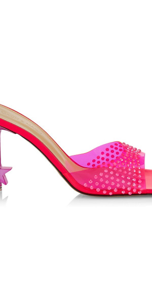 Mach & Mach - Women's PVC Embellished Star-Heel Mules