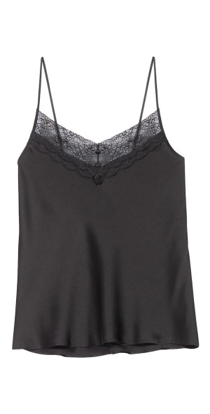 Maje - Women's Silk Satin and Lace Slip Top