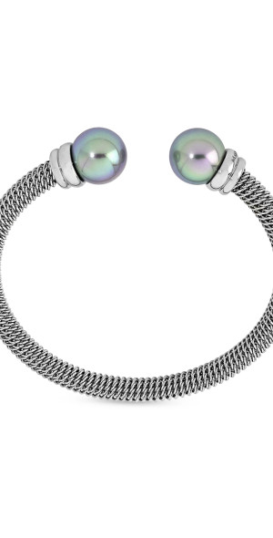 Majorica - Women's Tender Stainless Steel Mesh & Lab-Grown Pearl Bangle