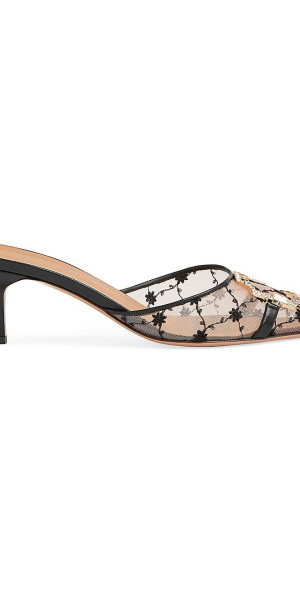 Malone Souliers - Women's Missy 45MM Floral Mesh Kitten Heel Mules