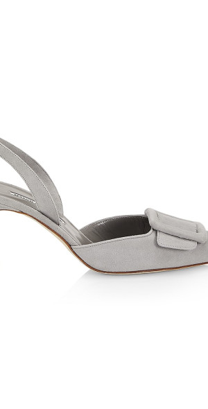 Manolo Blahnik - Women's Maysli 70MM Suede Buckle Slingback Pumps