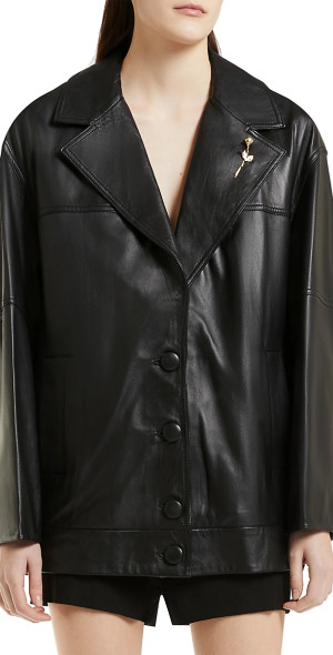 Marella - Women's Emrata x Leather Oversized Bomber Jacket