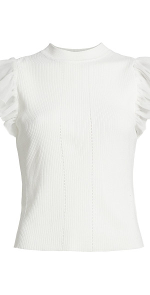 Milly - Women's Rib-Knit Flutter-Sleeve Top