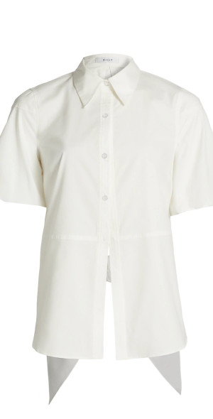Milly - Women's Tie-Back Cotton Poplin Button-Front Shirt