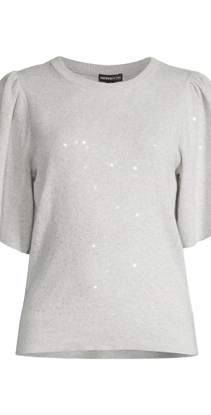 Minnie Rose - Women's Sequin Flared Short-Sleeve Top