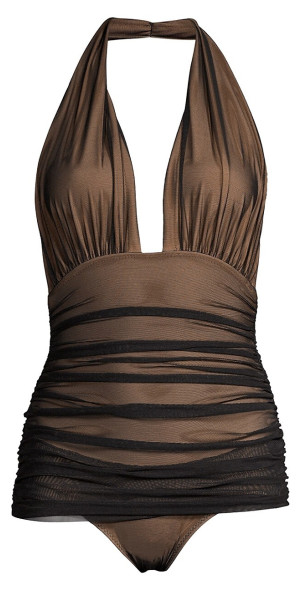 Norma Kamali - Women's Mesh One-Piece Halter Swimsuit