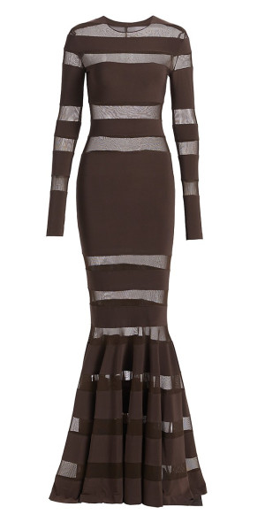 Norma Kamali - Women's Spliced Mesh-Stiped Fishtail Gown