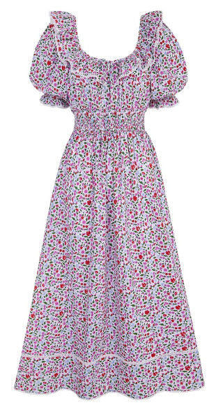 Pink City Prints - Women's Ditsy Strawberry Sweetheart Rah Rah Dress