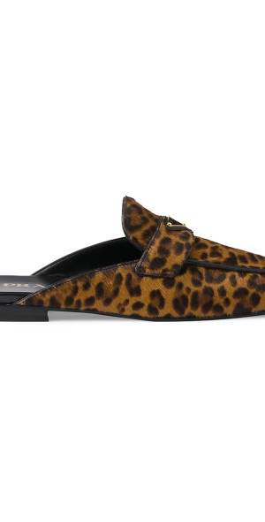 Prada - Women's Leopard Print Leather Mules