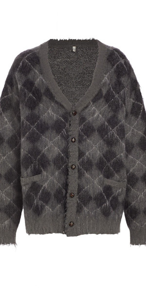 R13 - Women's Argyle Oversized Distressed Cardigan
