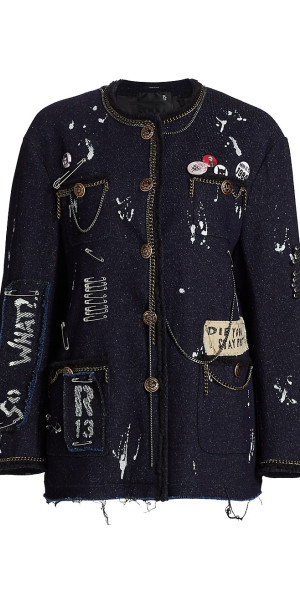 R13 - Women's Slouch Chain & Pin-Embellished Cotton Jacket
