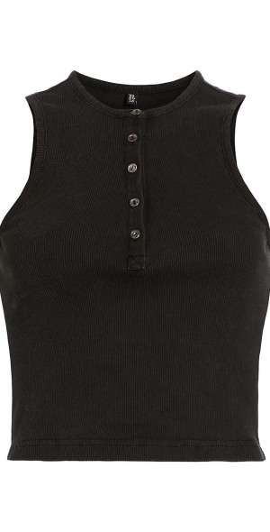 R13 - Women's Washed Cotton Crop Henley Tank