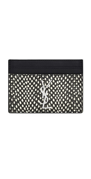 Saint Laurent - Women's Cassandre Card Case in Python-Embossed Leather