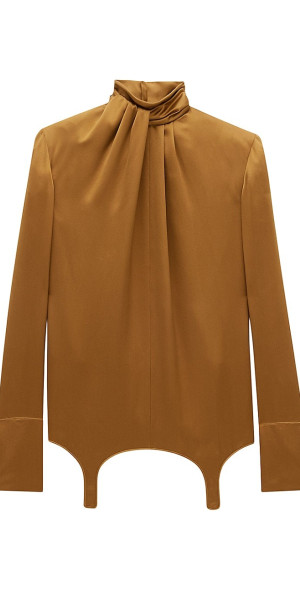 Saint Laurent - Women's Twist Neck Garter Blouse in Silk Satin