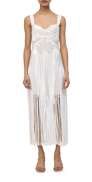 SIMKHAI - Women's Darby Fringe Hem Cord Midi-Dress