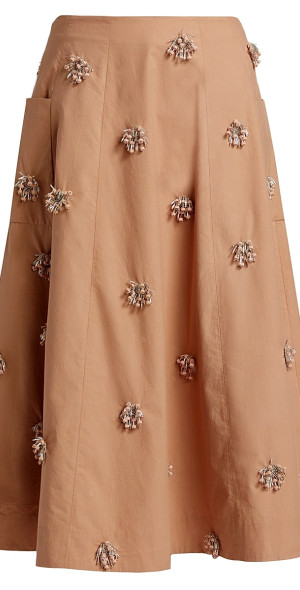 SIMKHAI - Women's Novanna Beaded Pleated Midi-Skirt
