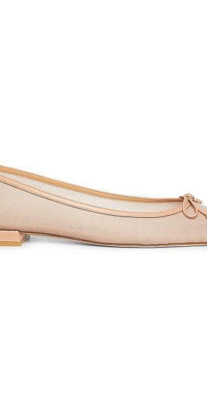 Stuart Weitzman - Women's Arabella Leather-Trimmed Mesh Ballet Flats