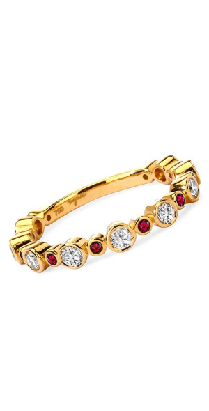 Syna - Women's Mogul 18K Gold, Diamond & Ruby Band Ring