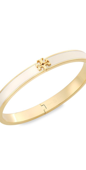 Tory Burch - Women's Kira 18K-Gold-Plated & Enamel Logo Bangle