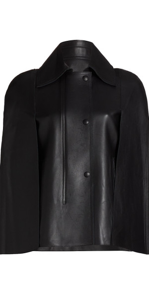 Toteme - Women's Double Leather Cape-Sleeve Jacket