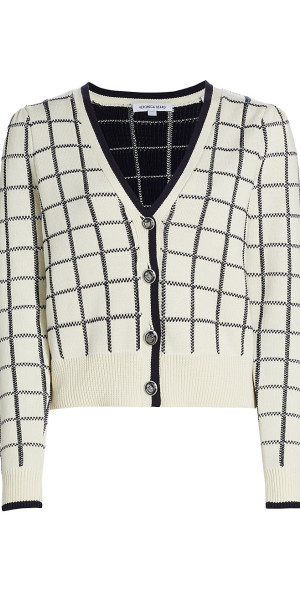 Veronica Beard - Women's Adaire Windowpane Check Cotton Cardigan
