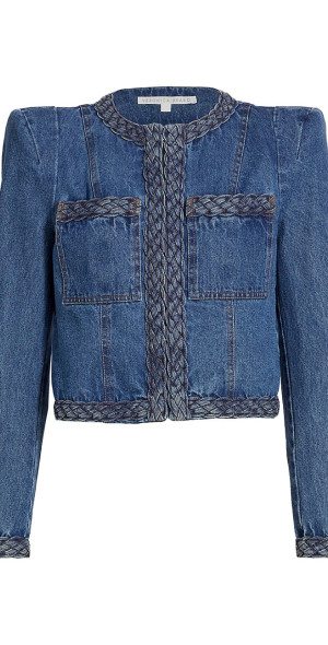 Veronica Beard - Women's Arrowe Braid-Trimmed Denim Crop Jacket