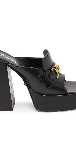 Versace - Women's 120MM Medusa Buckle Leather Platform Mules
