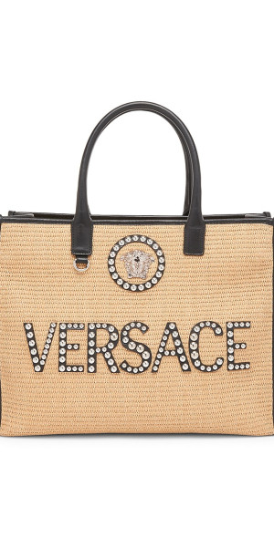Versace - Women's Medusa Logo Raffia Tote Bag